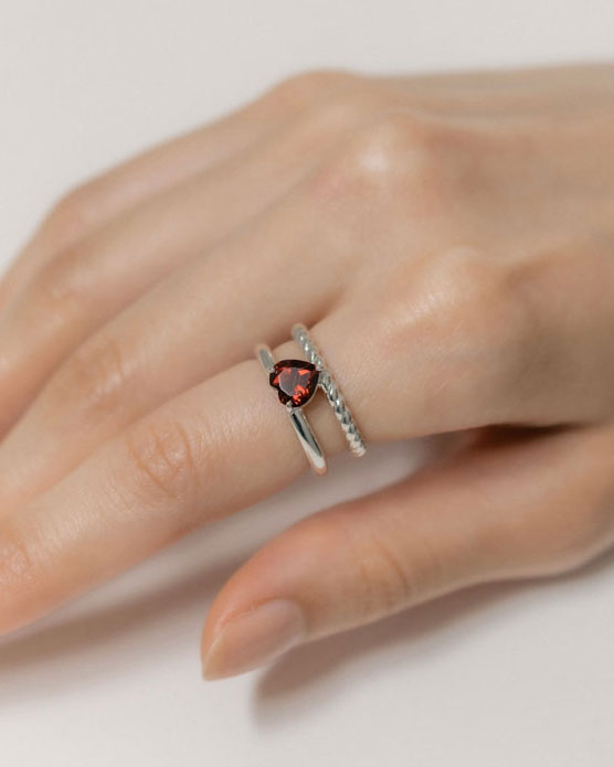 "Heart" duality ring(SILVER/GARNET) – Scat Official Shop